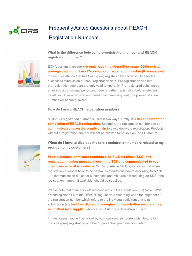 How To Use REACH Registration Number | PDF | Business | Government