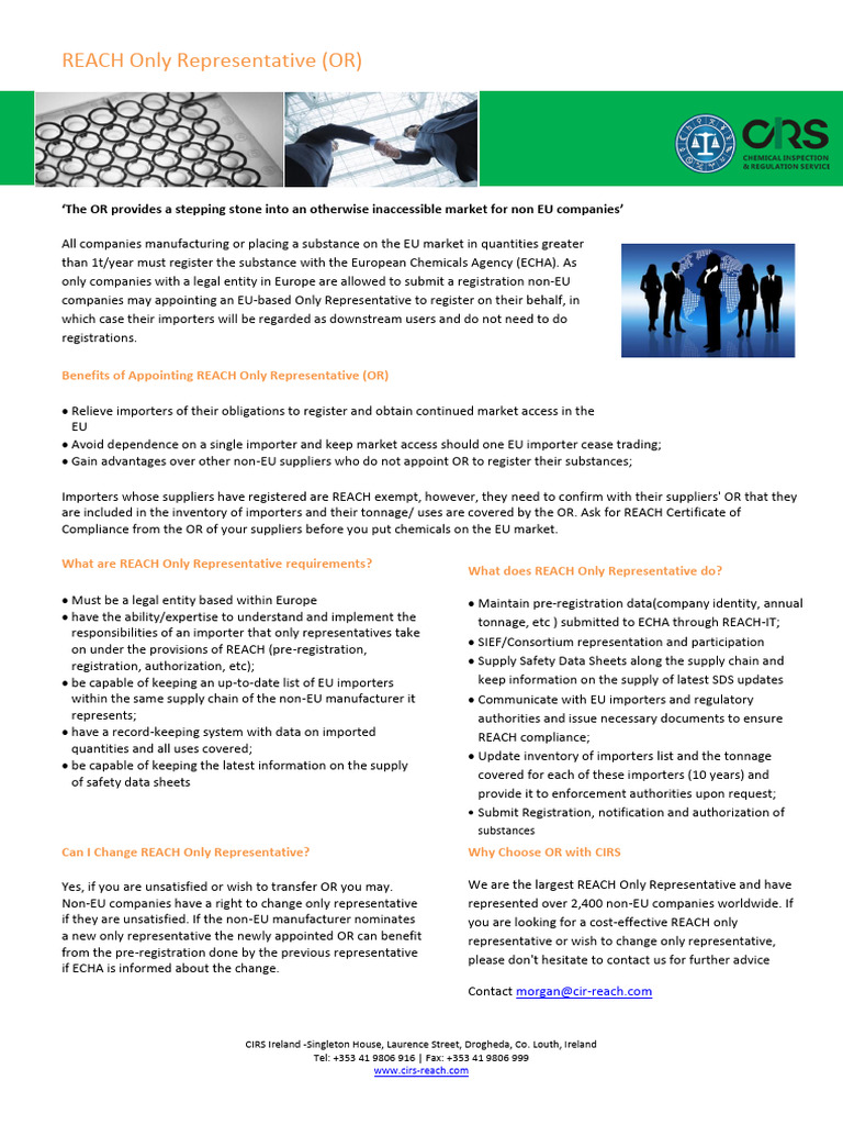 EU REACH Regulation Only Representative | PDF | Government