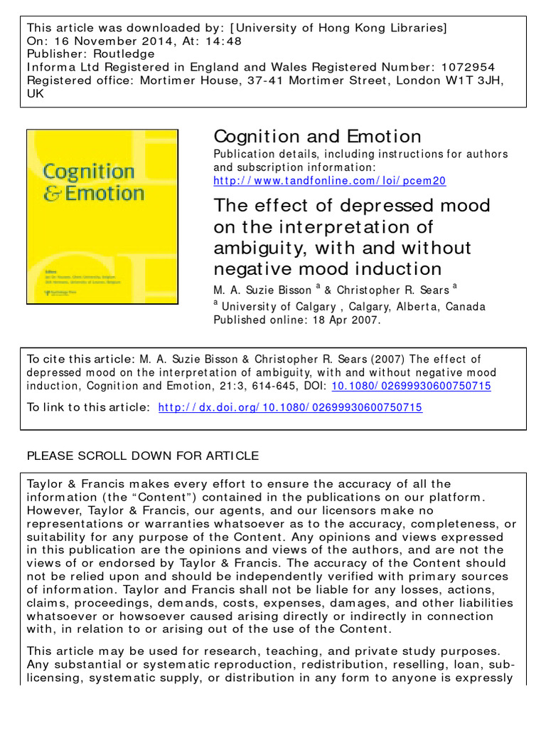 bisson2007 | PDF | Priming (Psychology) | Anxiety