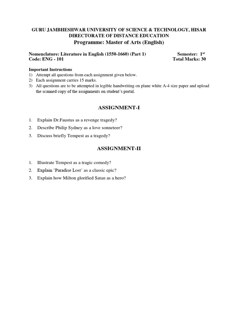Assignment (MA - English) 1st Sem Jan-19122022 | PDF | Art | General ...