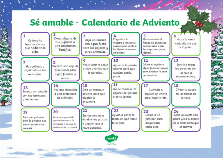 Es T 1636379542 Calendario de Adviento Se Amable Ver 1 | PDF
