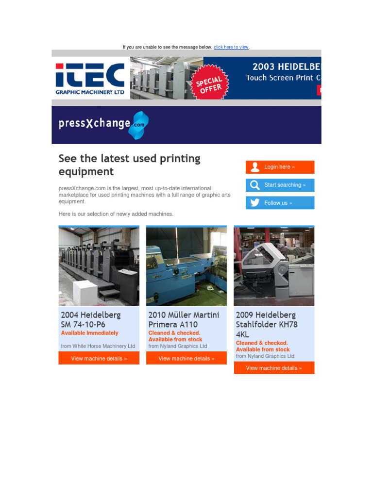 Used Printing Equipment Deals | PDF | Brand | Printing