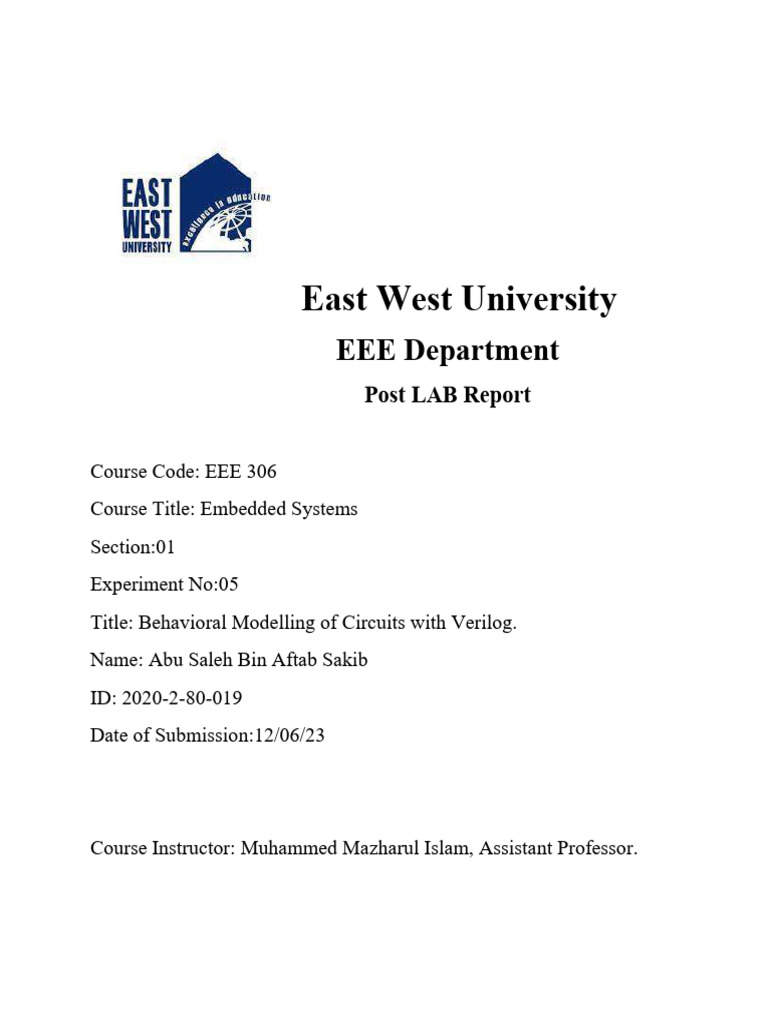EEE 306 Post LAB 5 | PDF | Computing | Digital Electronics