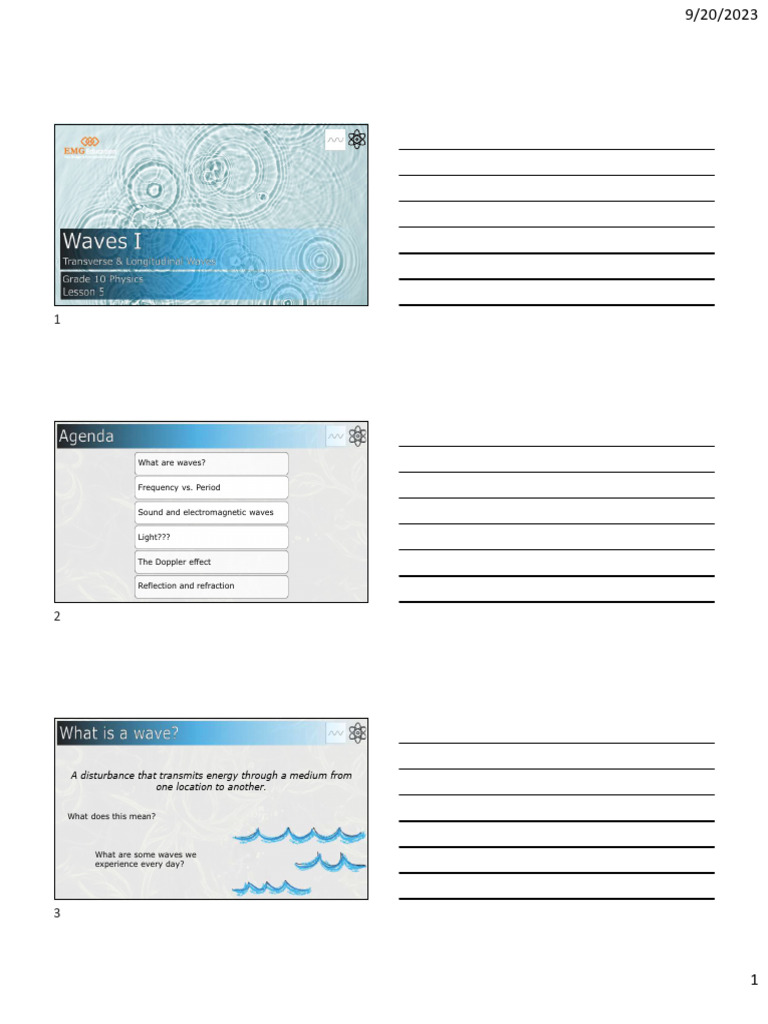 Grade 10 Physics Lesson 5 - Waves I | PDF | Waves | Frequency