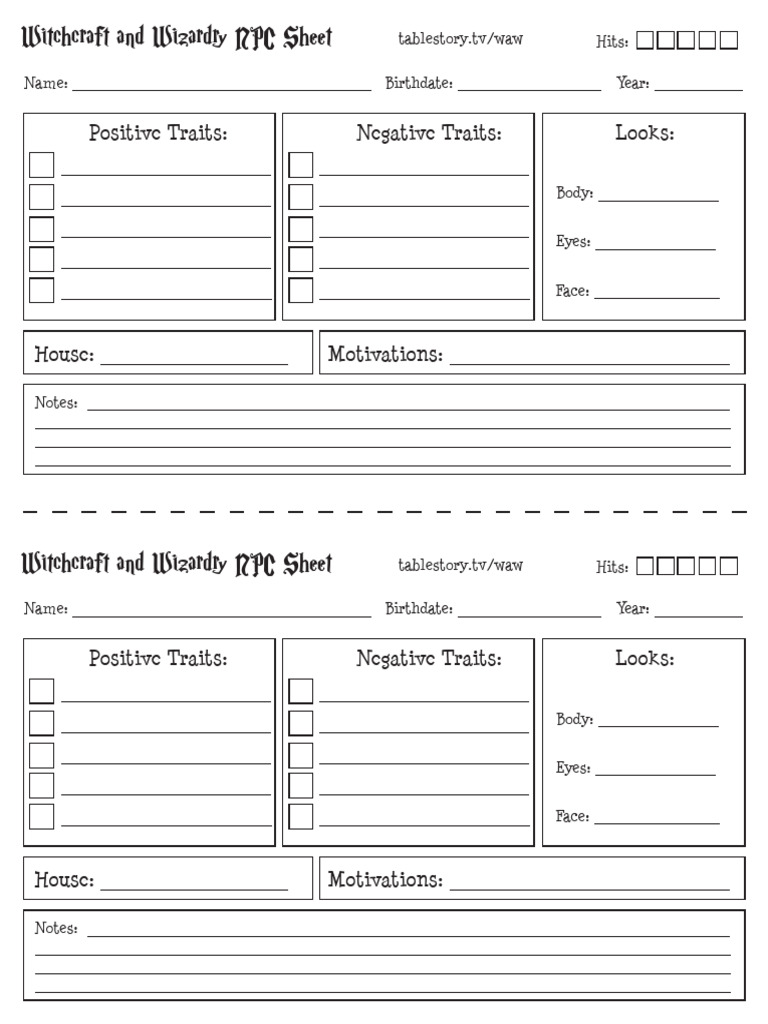 NPC Sheet | PDF