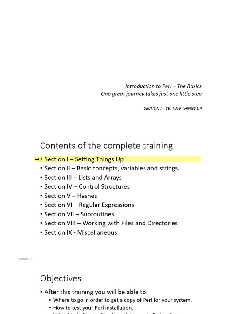 Introduction To Perl - Section 1 - Setting Things Up | PDF