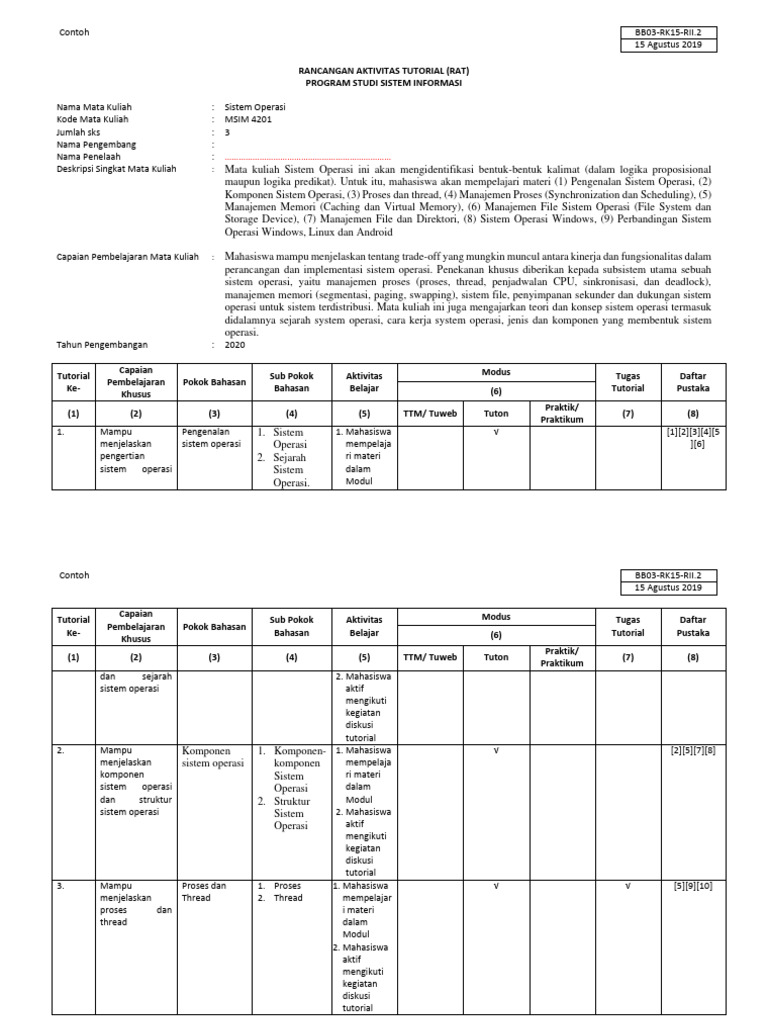 RAT Sistem Operasi MSIM4201 | PDF