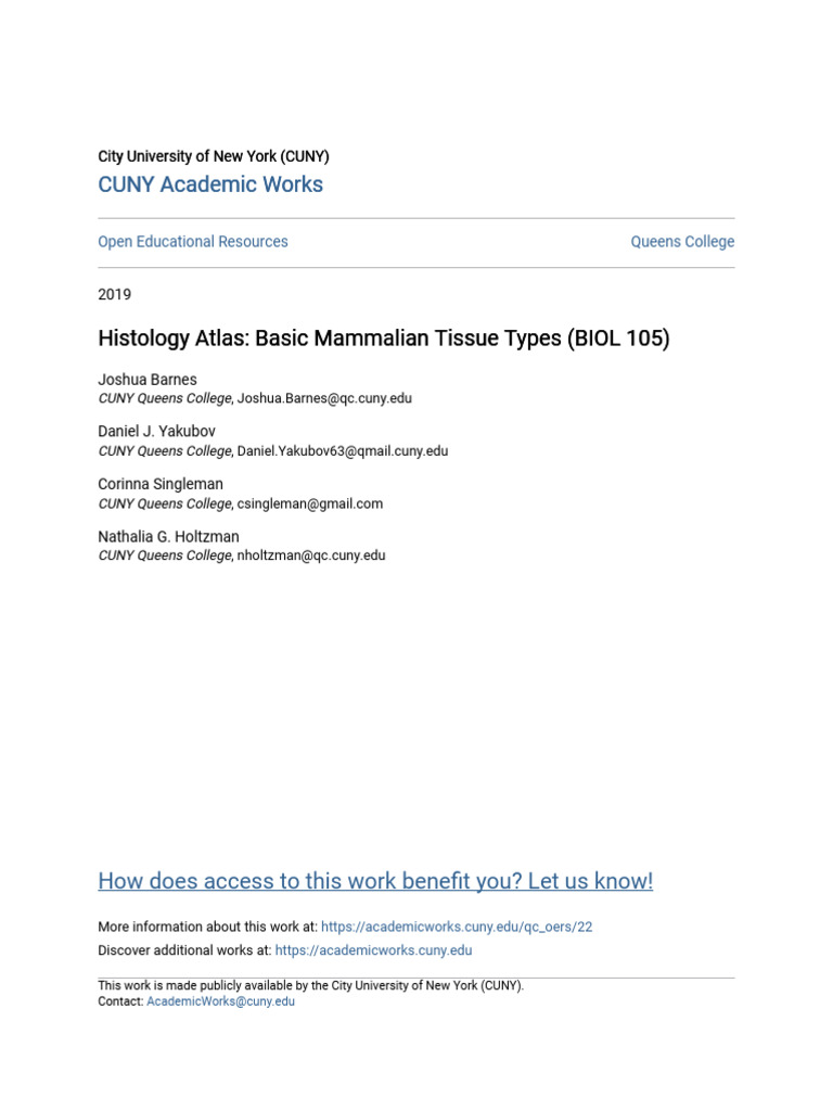 Histology Atlas: Mammalian Tissue Types | PDF | Science & Mathematics