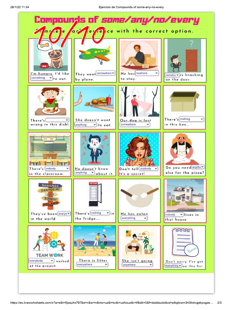 Ejercicio de Compounds of Some-Any-No-Every | PDF Ejercicio de Compounds of Some-Any-No-Every | PDF