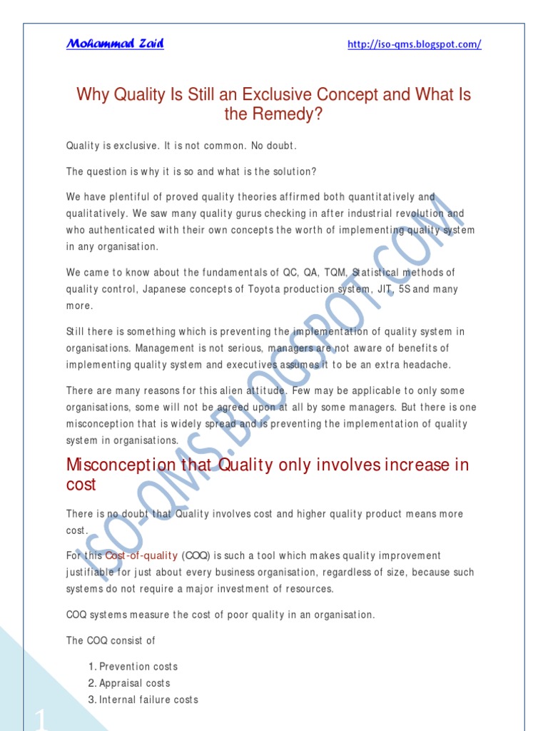 Overcoming Quality Management Misconceptions | PDF | Quality Management ...
