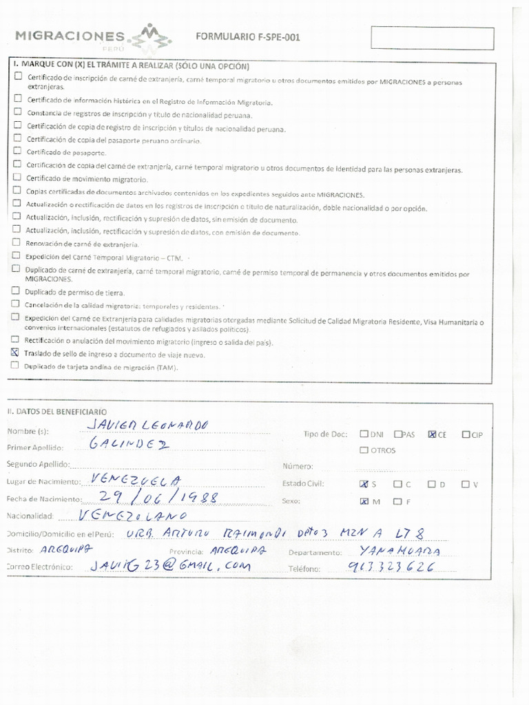 Formulario F Spe 001 1 | PDF