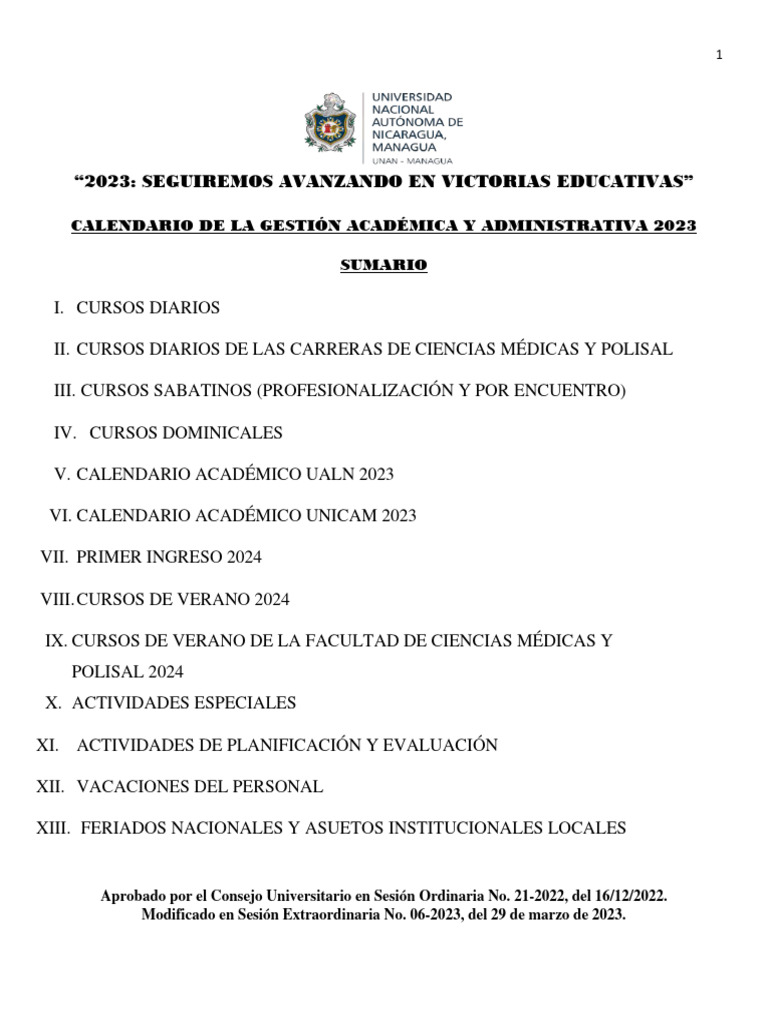 Calendario Académico POLISAL 2024 | PDF