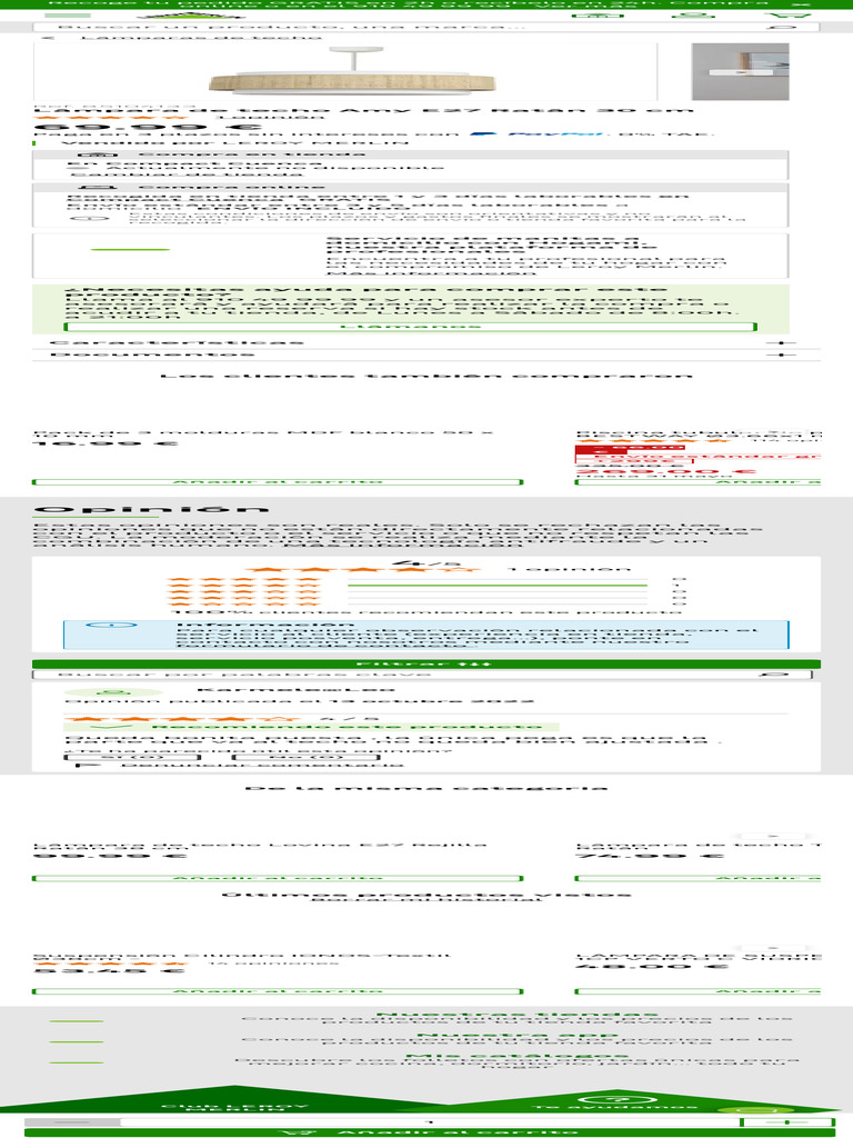 Lámpara de Techo Amy E27 Ratán 30 CM Leroy Merl | PDF