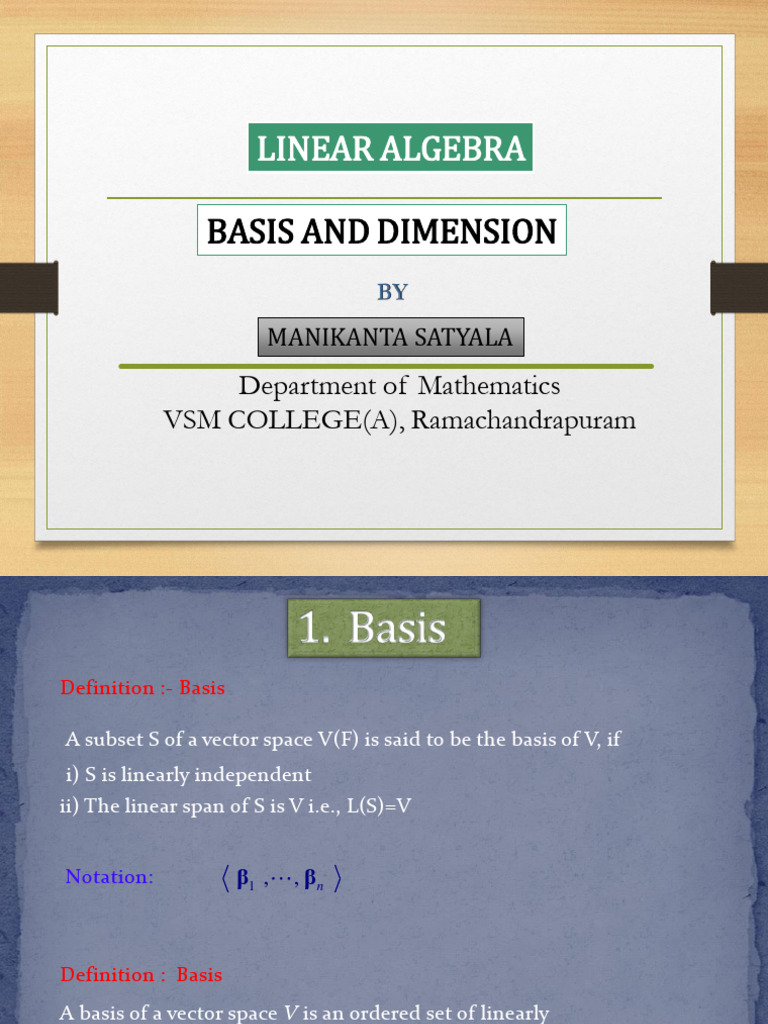 Vectorspacesunit 2ppt 201129154737 | Download Free PDF | Basis (Linear Algebra) | Linear Map