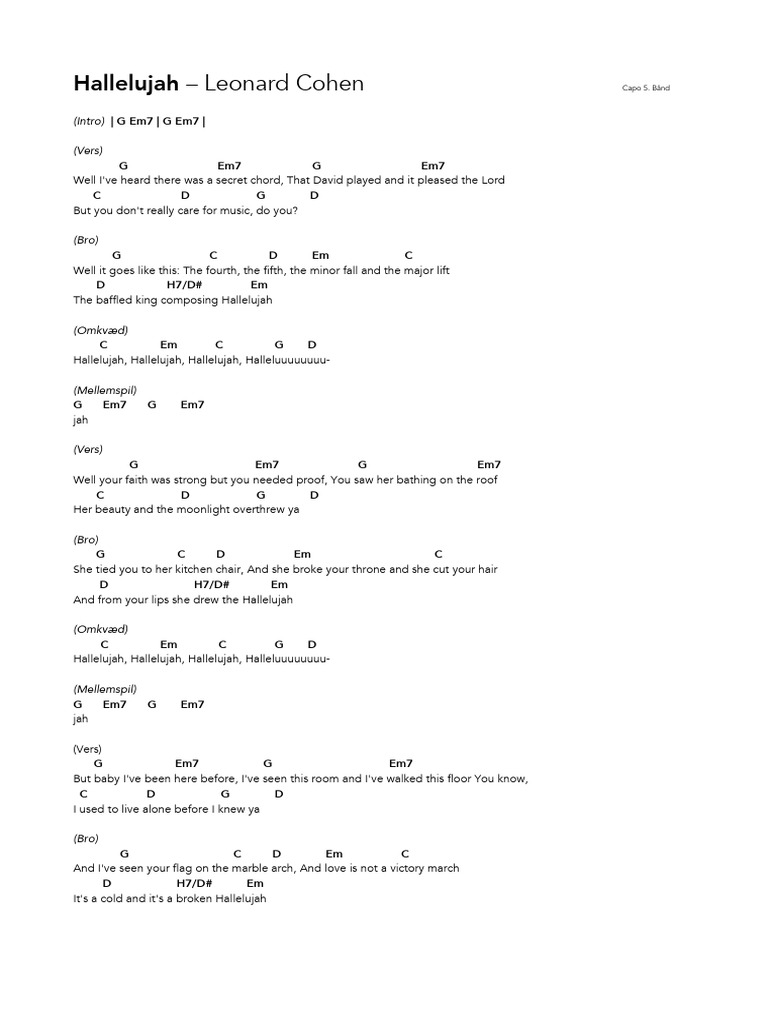 Hallelujah Lyrics by Leonard Cohen | PDF