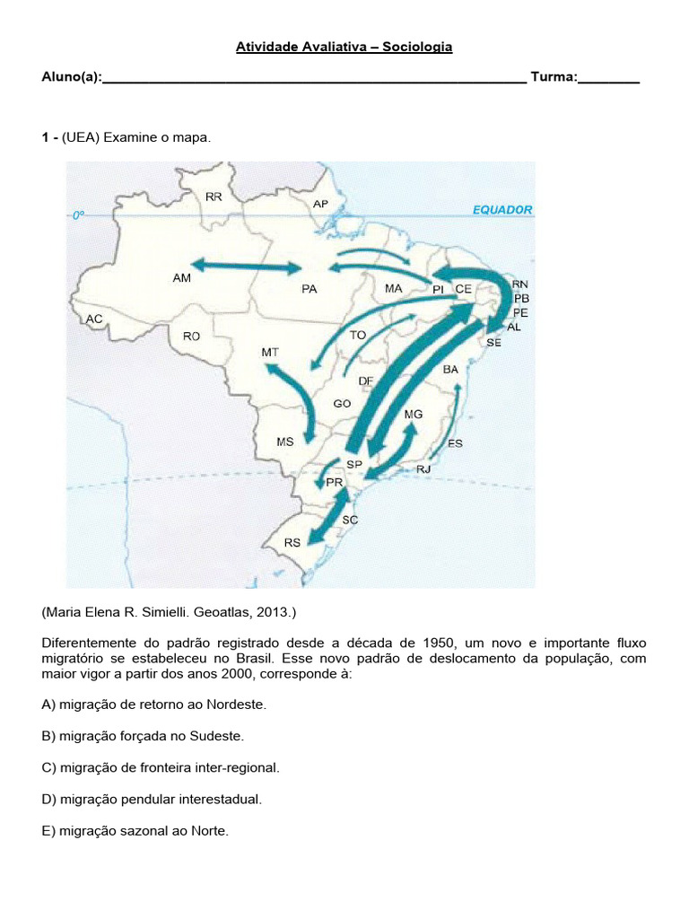 Atividades Sobre Migração | PDF | Migração humana | Imigração