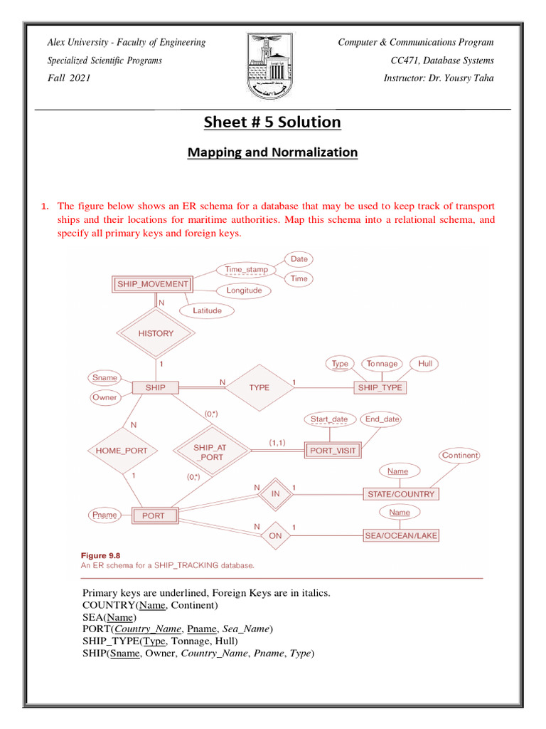 Sheet5 solution-CC471-Fall 2021 | PDF | Relational Model | Data Model