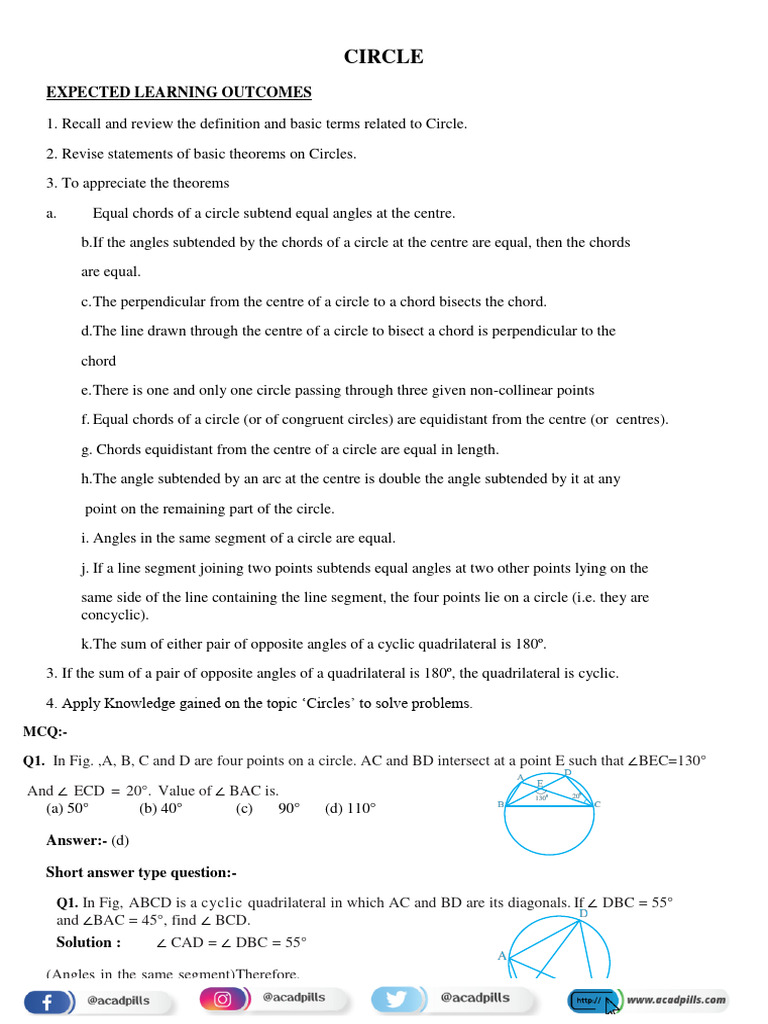 Circle | PDF | Circle | Perpendicular