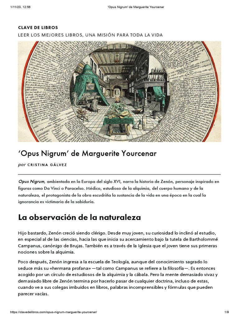 'Opus Nigrum' de Marguerite Yourcenar | PDF | Alquimia
