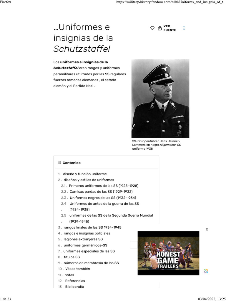 Uniformes e Insignias de La Schutzstaffel Wiki Militar Fandom | PDF ...