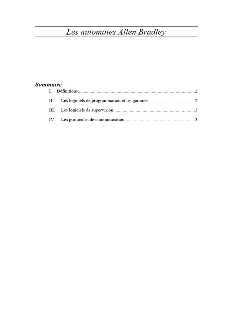 Les Automates Allen Bradley | PDF