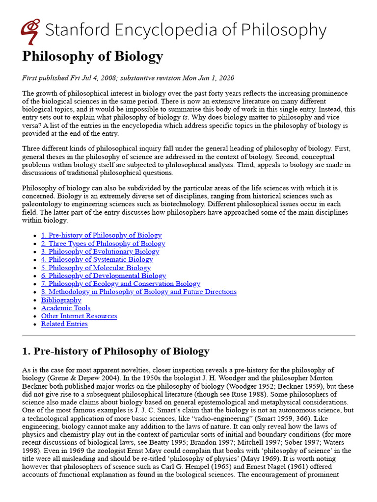 Odenbaugh&Griffith. Philosophy of Biology | PDF | Reductionism | Species