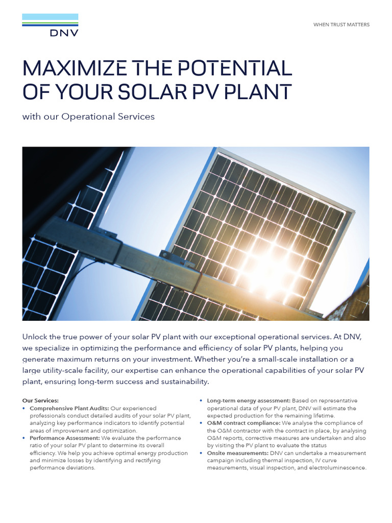 DNV Maximize The Potential of Your Solar PV Plant Flyer | PDF ...