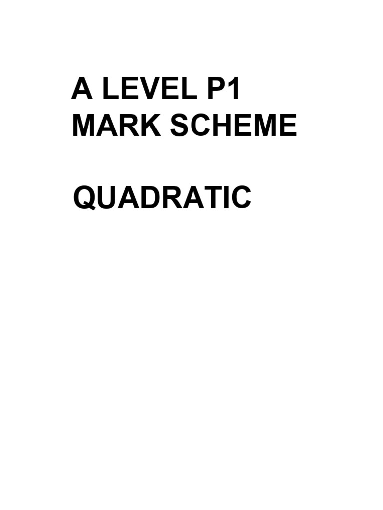 Marking Scheme | PDF | Quadratic Equation | Mathematics