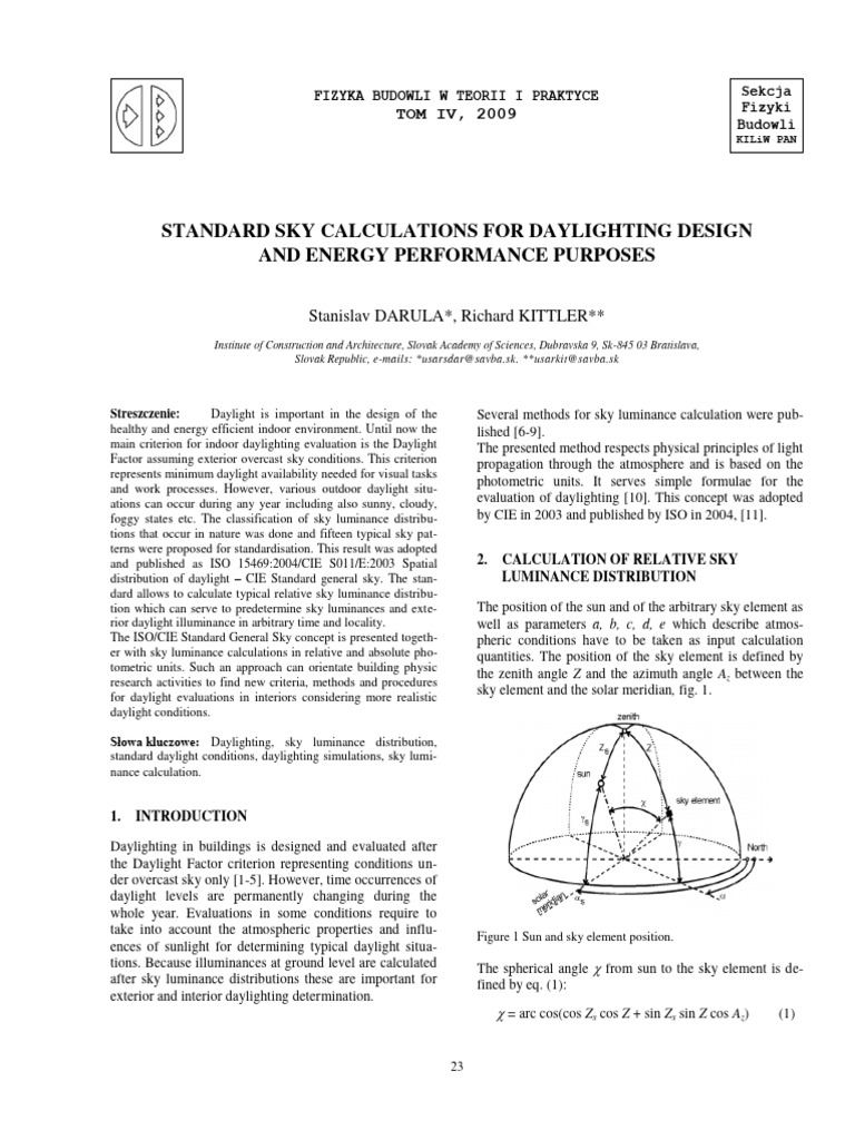 Standard Sky Calculations For Dayli | PDF | Sky | Sun