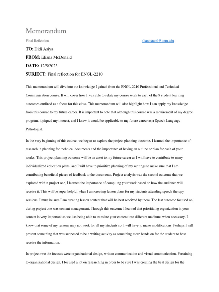 Final Course Reflections | PDF | Communication | Information