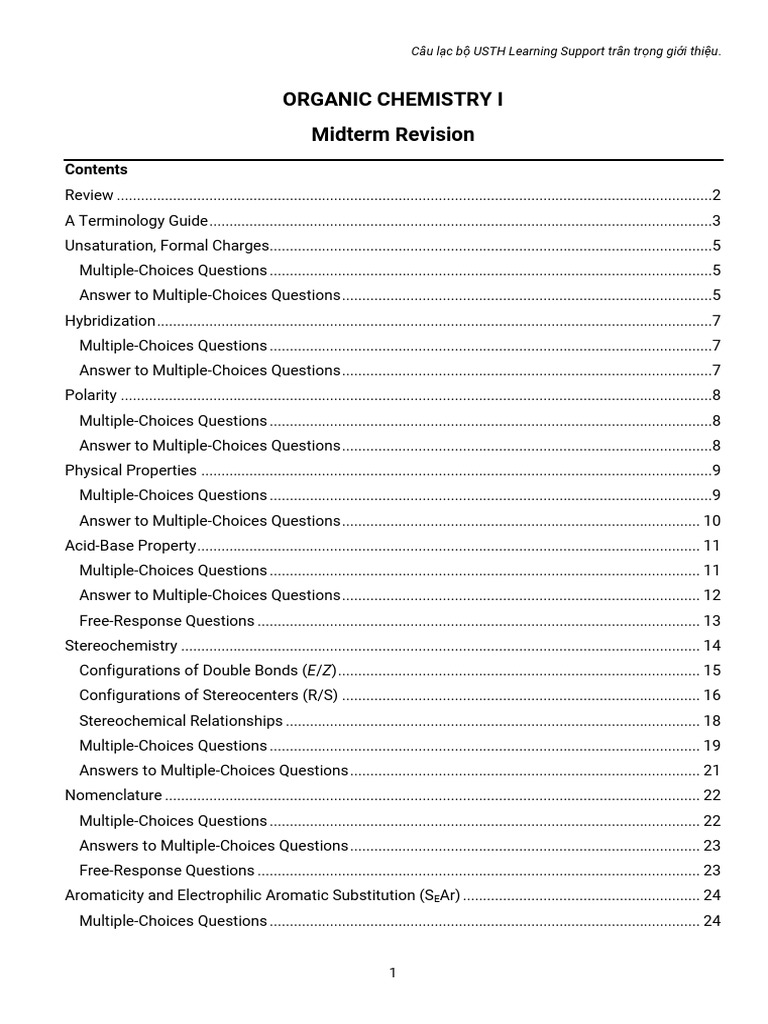 Organic Chemistry Midterm Review | PDF | Chemical Polarity | Acid