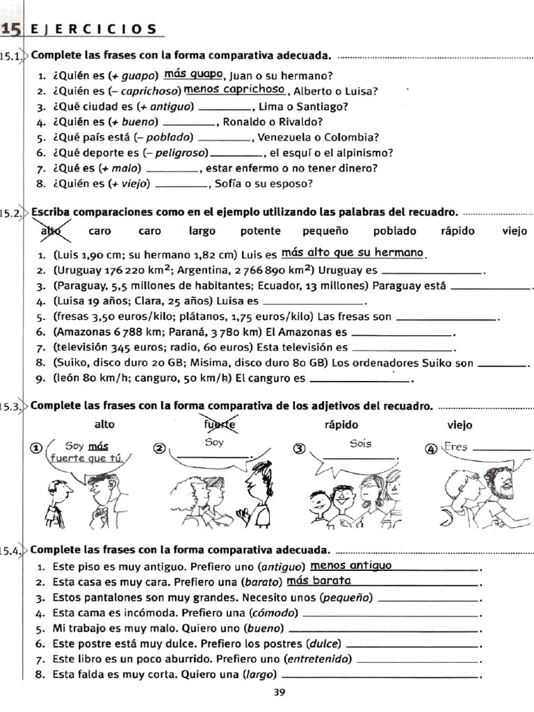 Ejercicios de Comparativos y Superlativos | PDF