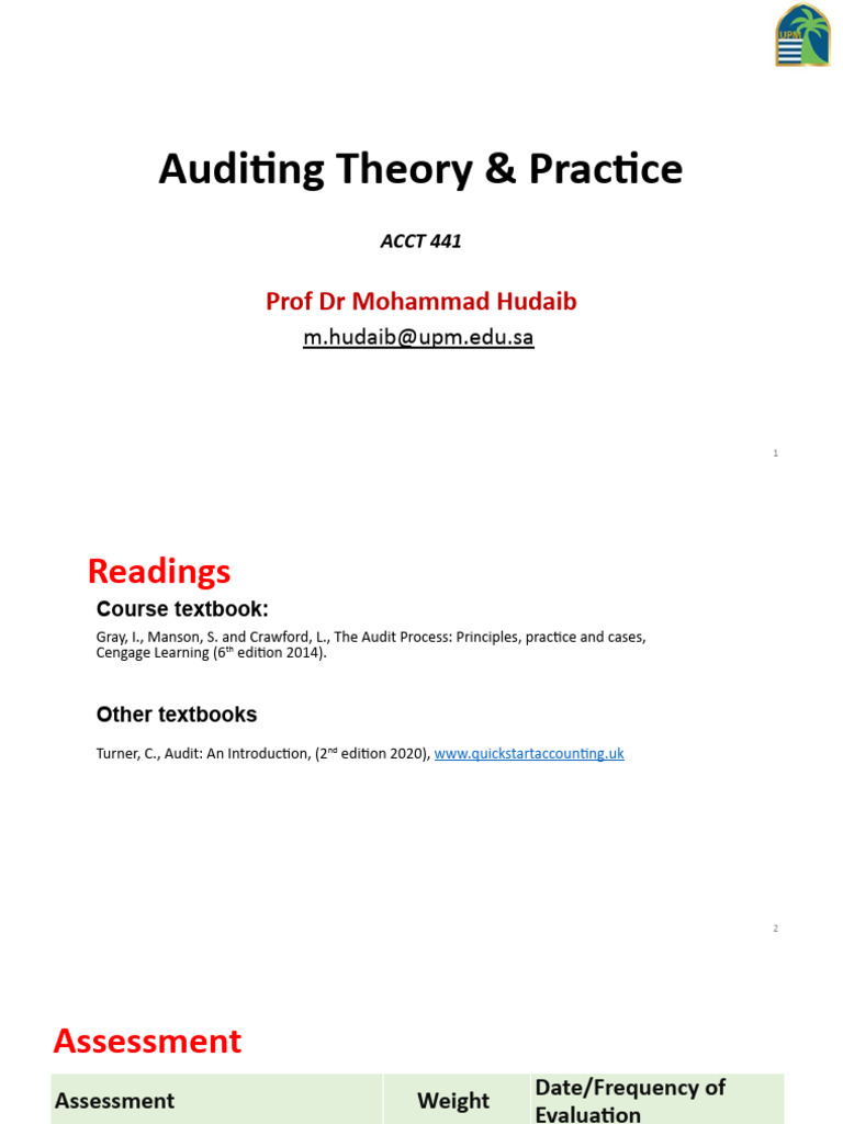 1 ACCT 441 Auditing Theory & Practice - Introduction | PDF | Audit | Financial Audit