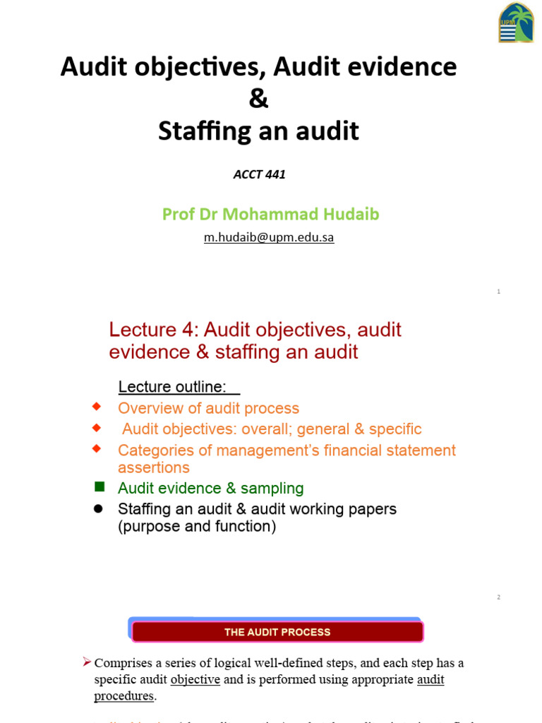 4 Audit Objectives, Audit Evidence & Staffing An Audit | PDF | Audit ...
