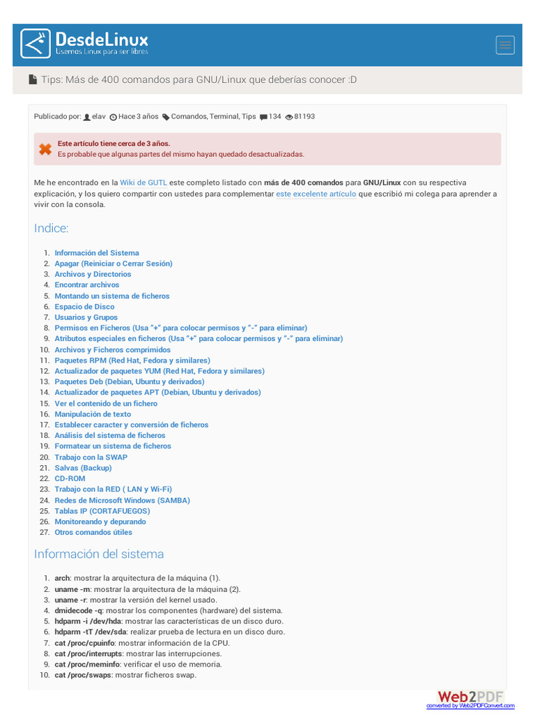 400+ Comandos Esenciales para GNU/Linux | PDF | Archivo de computadora | Dirección IP