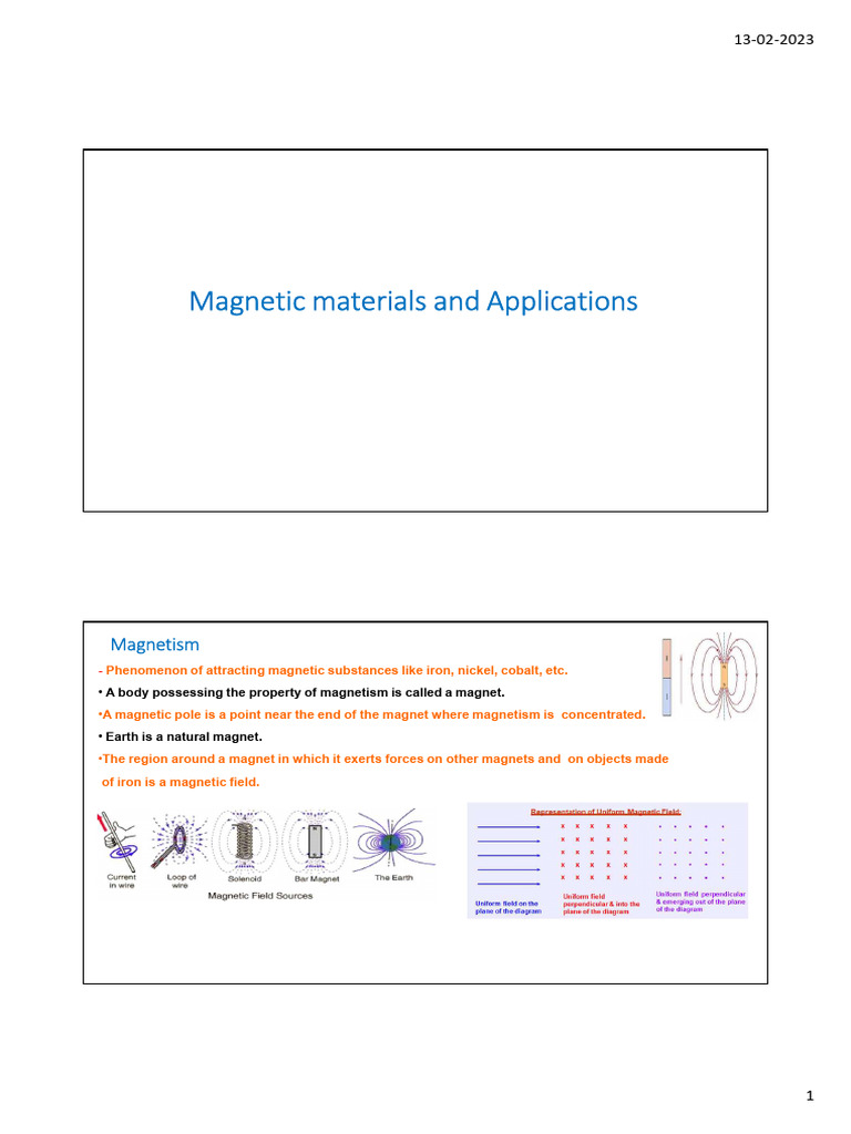 Magnetic Materials and Applications | PDF | Magnetic Field | Magnetism