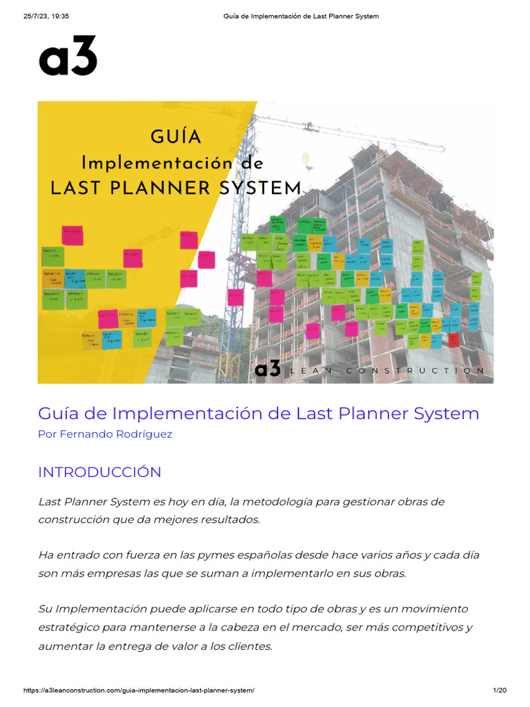 Guía de Implementación de Last Planner System | PDF | Business ...
