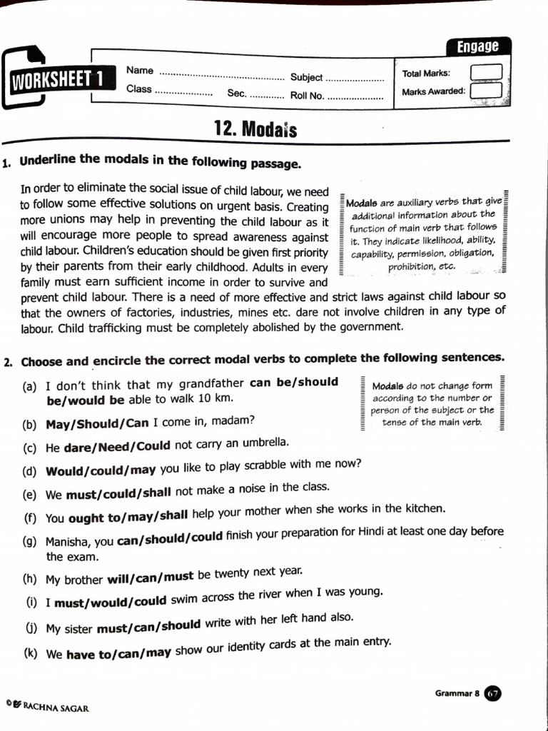 Modals Worksheet | PDF