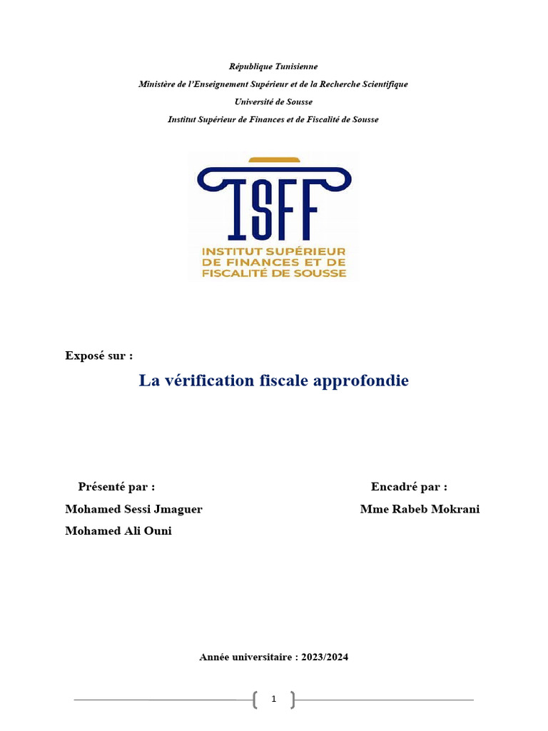 Exposé Sur La Vérification Fiscale Apprpfondie | PDF | Impôts | Économie