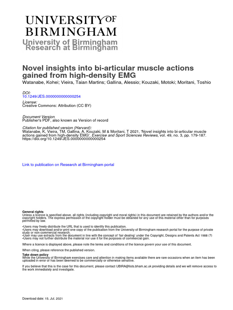 Novel Insights Into Bi-Articular Muscle Actions Gained From High Density EMG | PDF