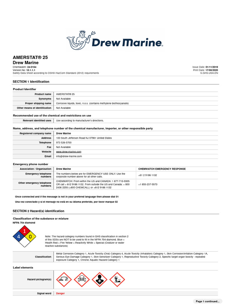 AMERSTAT 25_SDS | PDF | Fires | Chemistry