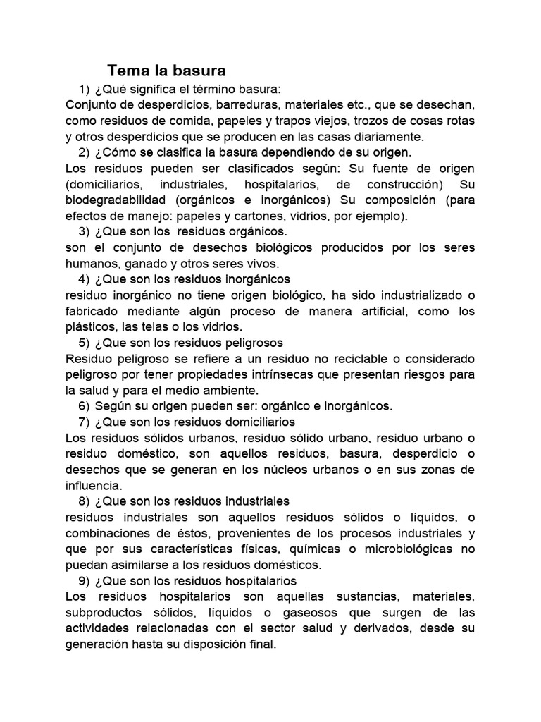 Tema La Basura | PDF