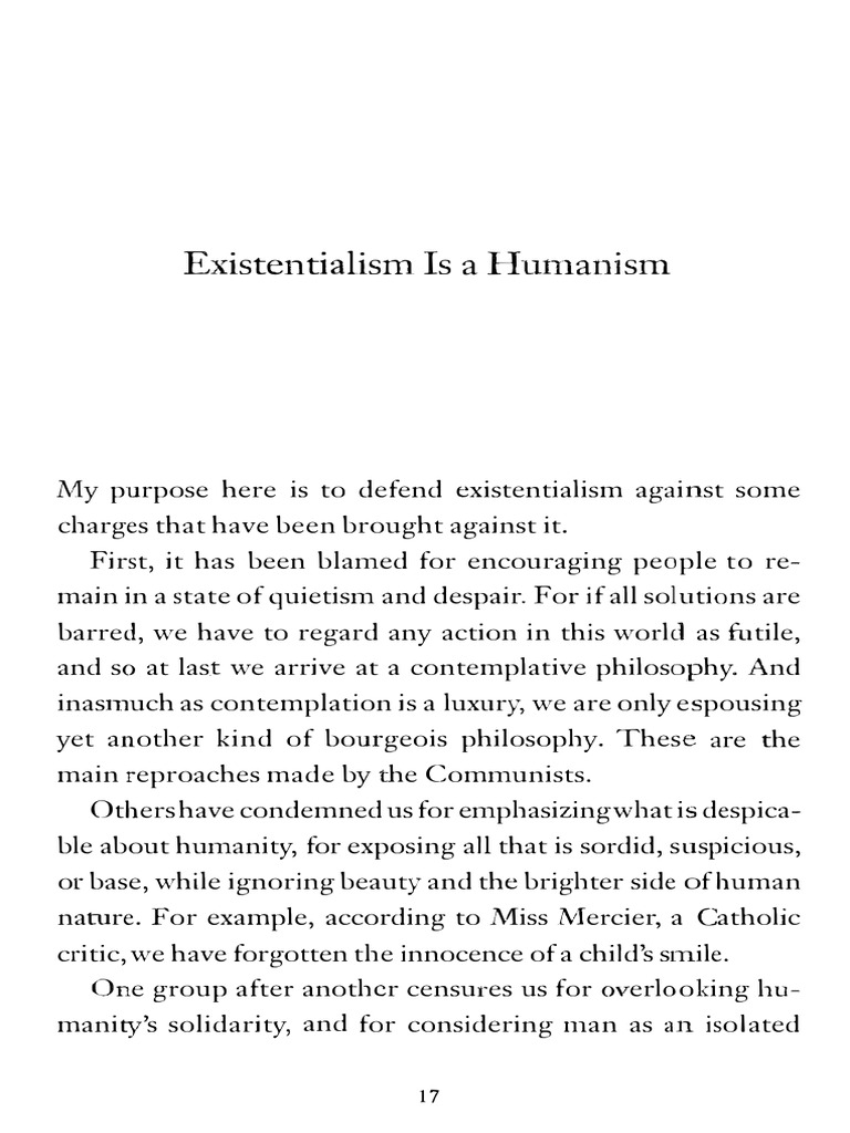 Sartre - Existentialism Is A Humanism | PDF