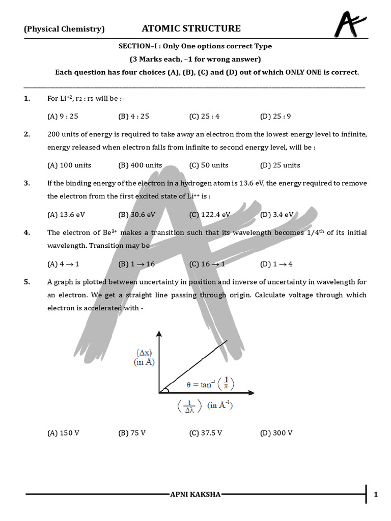 Atomic Structure SRGP Test | PDF | Atomic Orbital | Electron Atomic Structure SRGP Test | PDF | Atomic Orbital | Electron