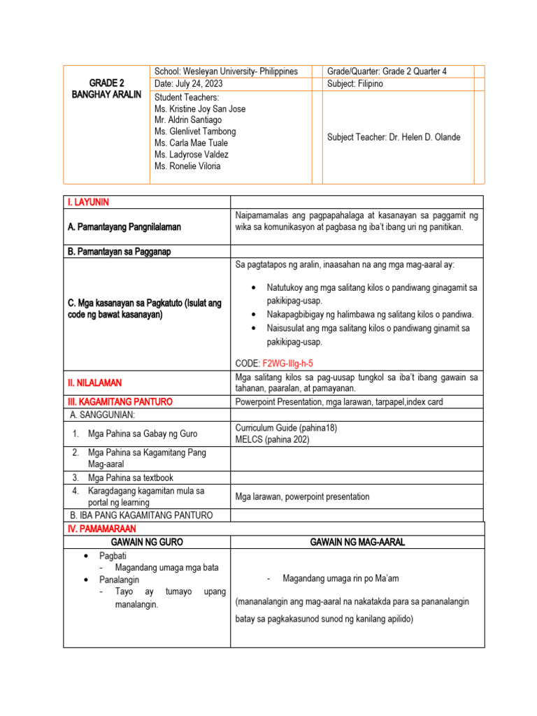 Pandiwa Grade 2 | PDF