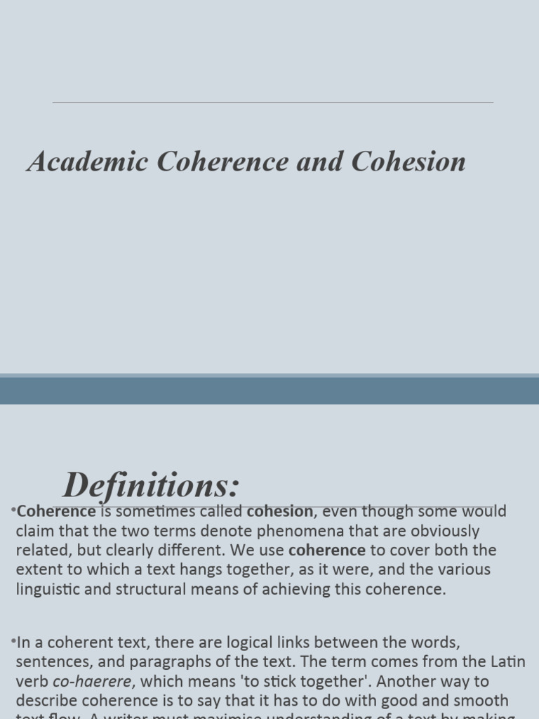 Academic Cohesion & Coherence | PDF