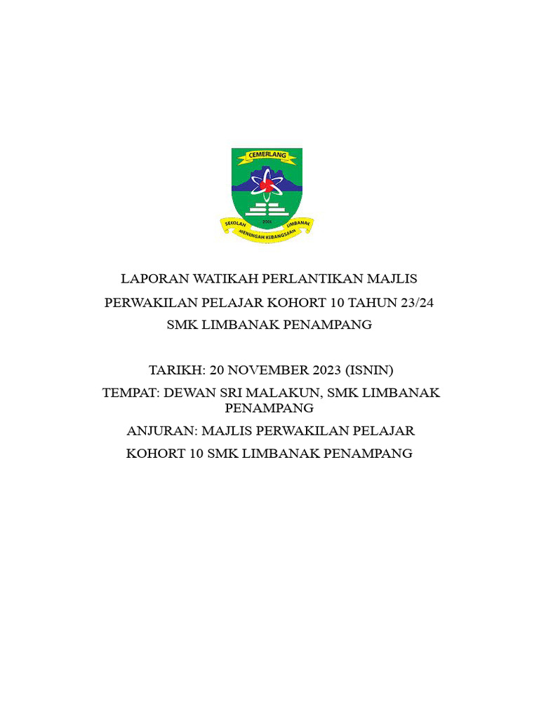 Laporan Watikah Perlantikan Majlis Kohort 10 | PDF