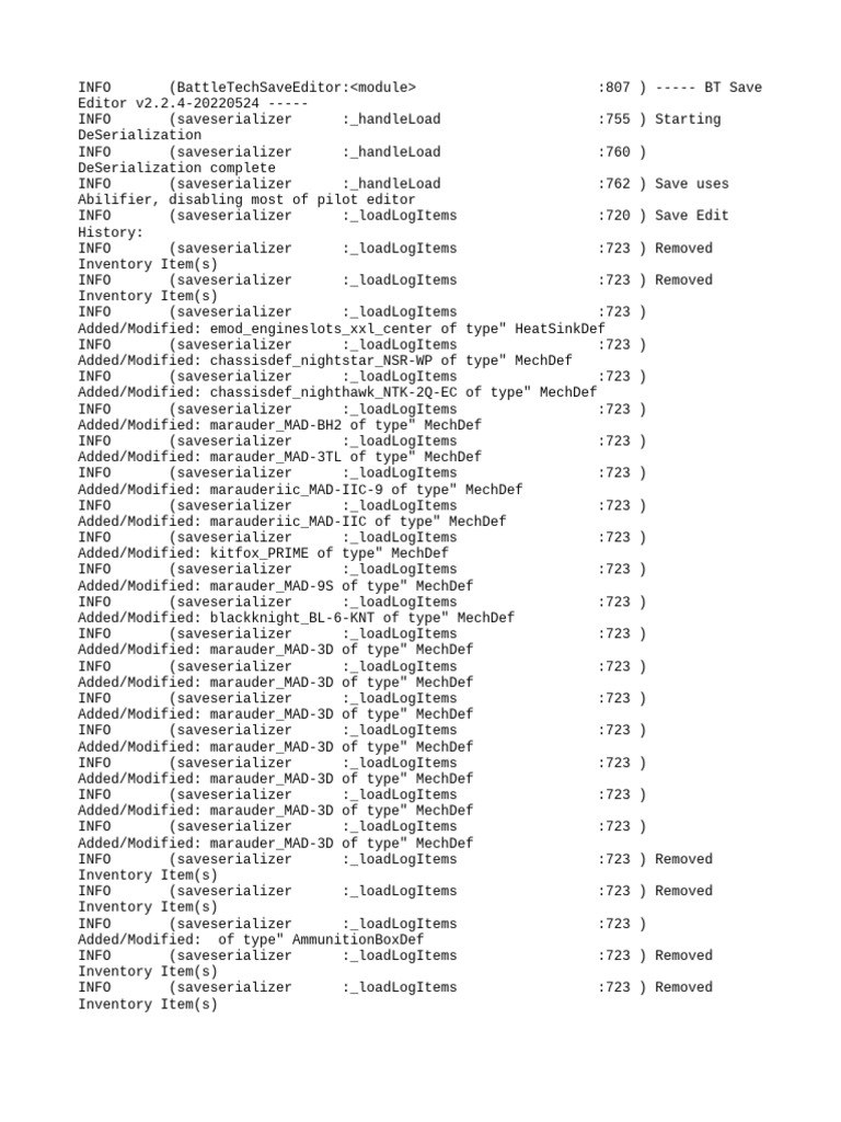 BT Save Editor Log | PDF