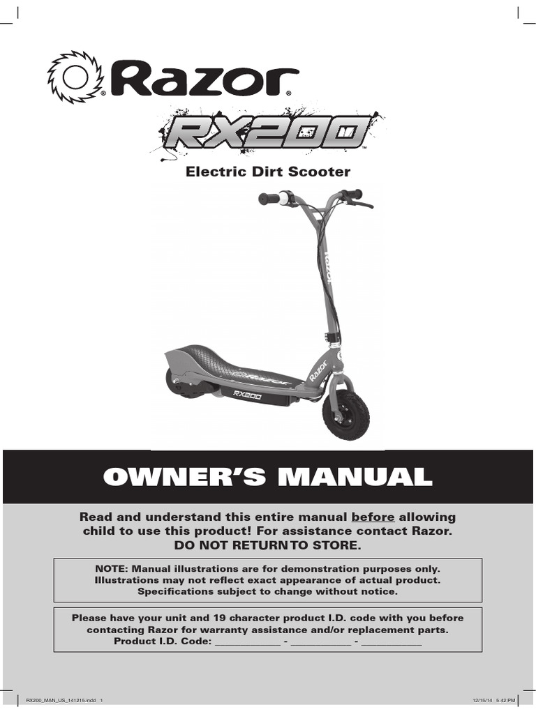 Razor Rx200 Electric Scooter | PDF | Battery Charger | Tire