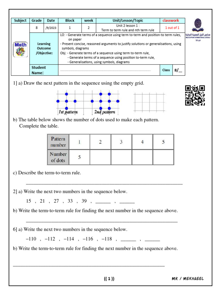 G8 U2 Sequence, Function and Graphs | Download Free PDF | Function ...